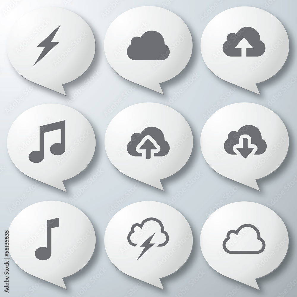 White 3d icons 3d icons set icon collection vector illustration Stock ...