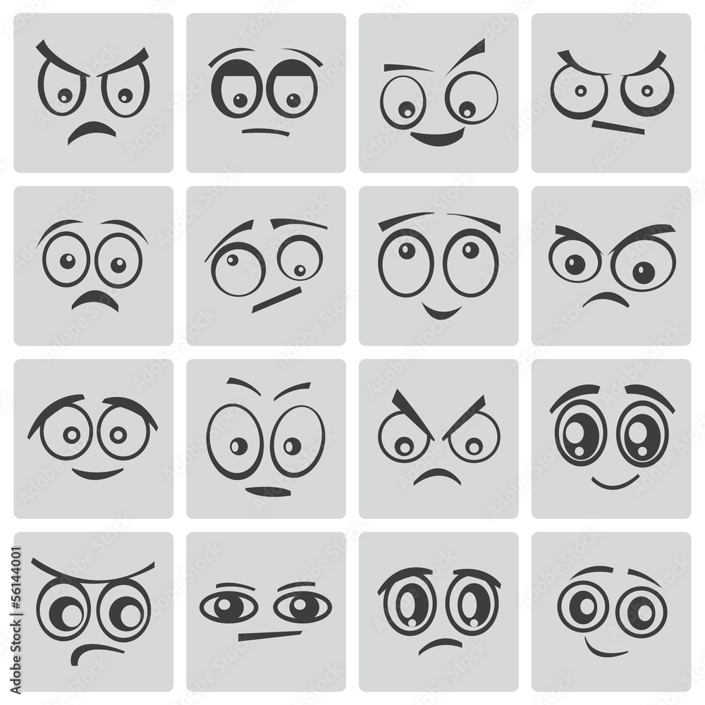 Vector black cartoon eyes set Stock Vector | Adobe Stock