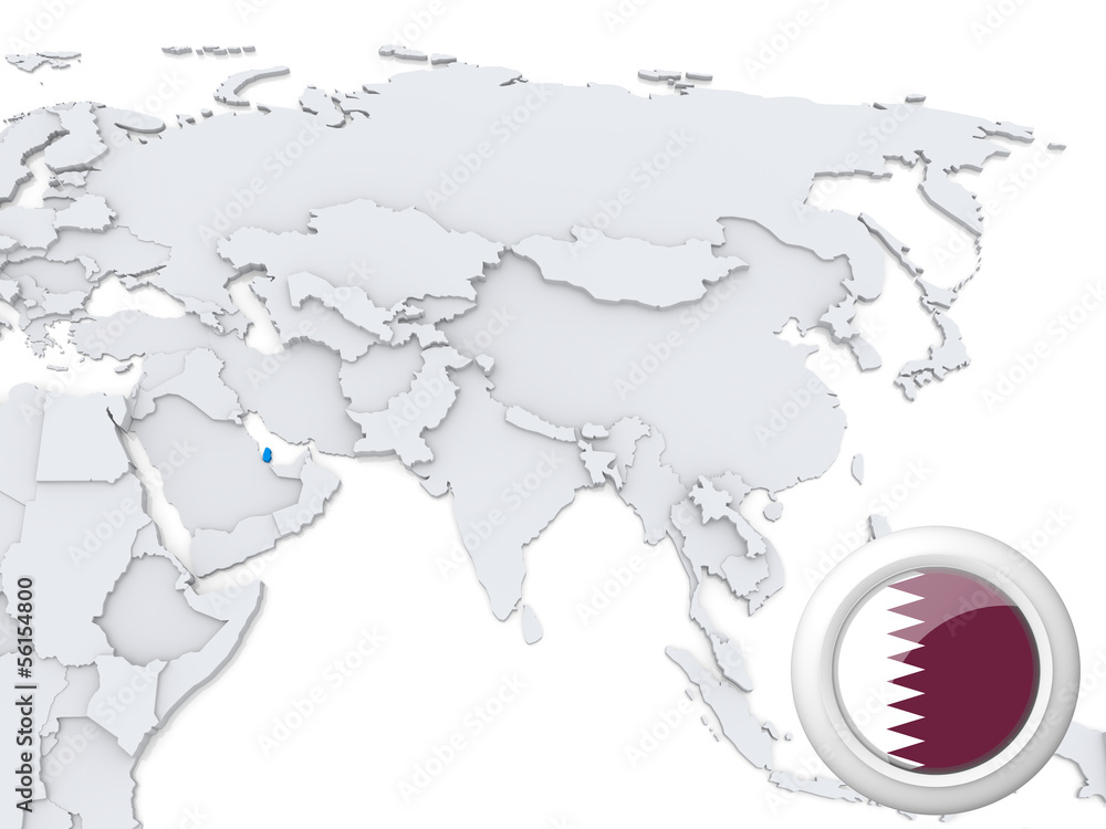 Qatar on map of Asia Stock Illustration | Adobe Stock