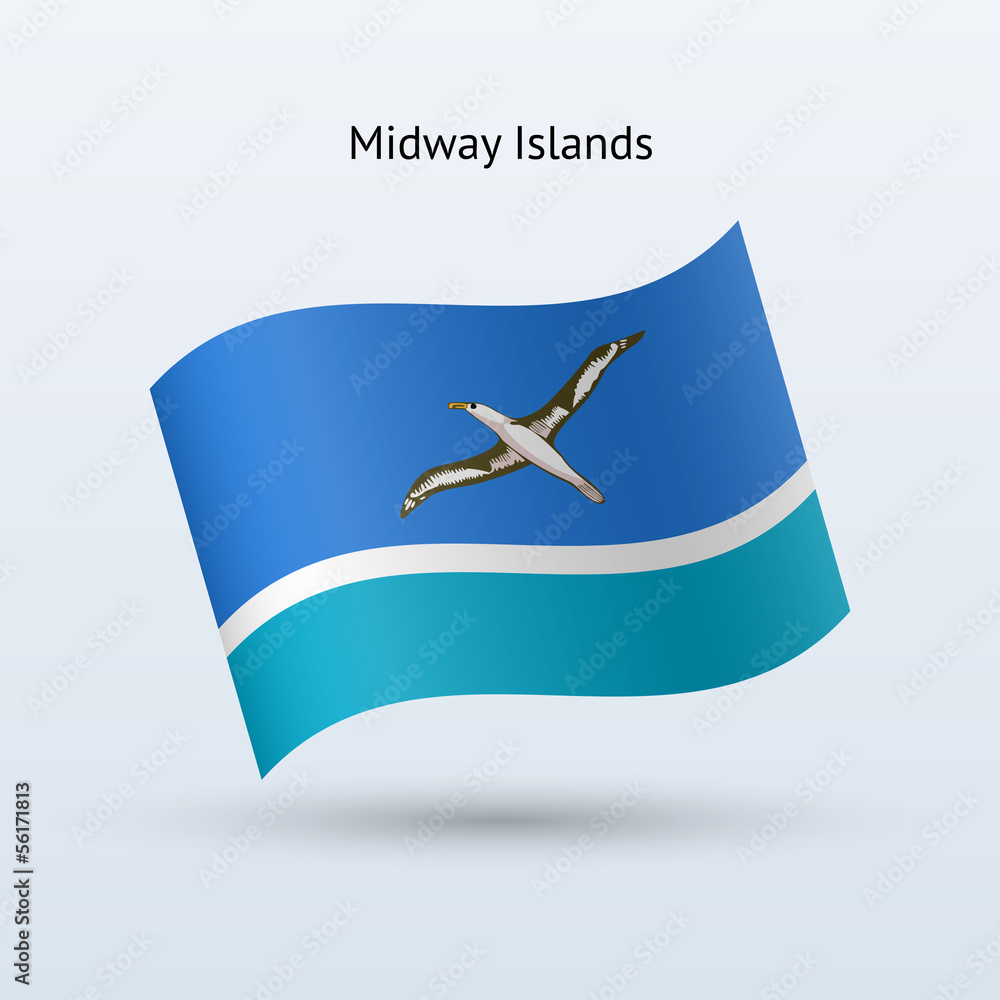 Midway Islands flag waving form. Stock Vector | Adobe Stock
