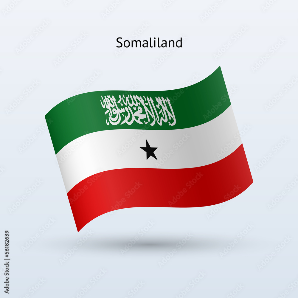 Somaliland flag waving form. Vector illustration. Stock Vector | Adobe ...