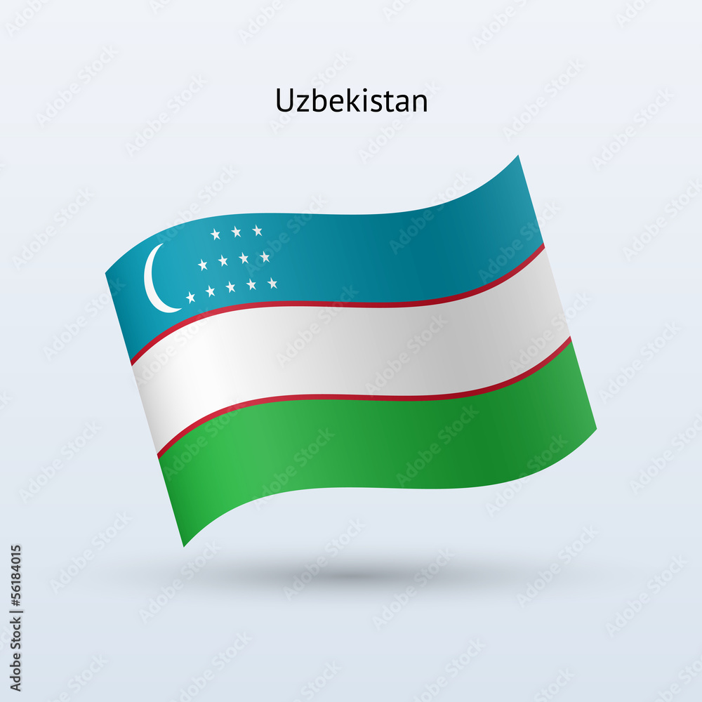 Uzbekistan flag waving form. Vector illustration. Stock Vector | Adobe ...