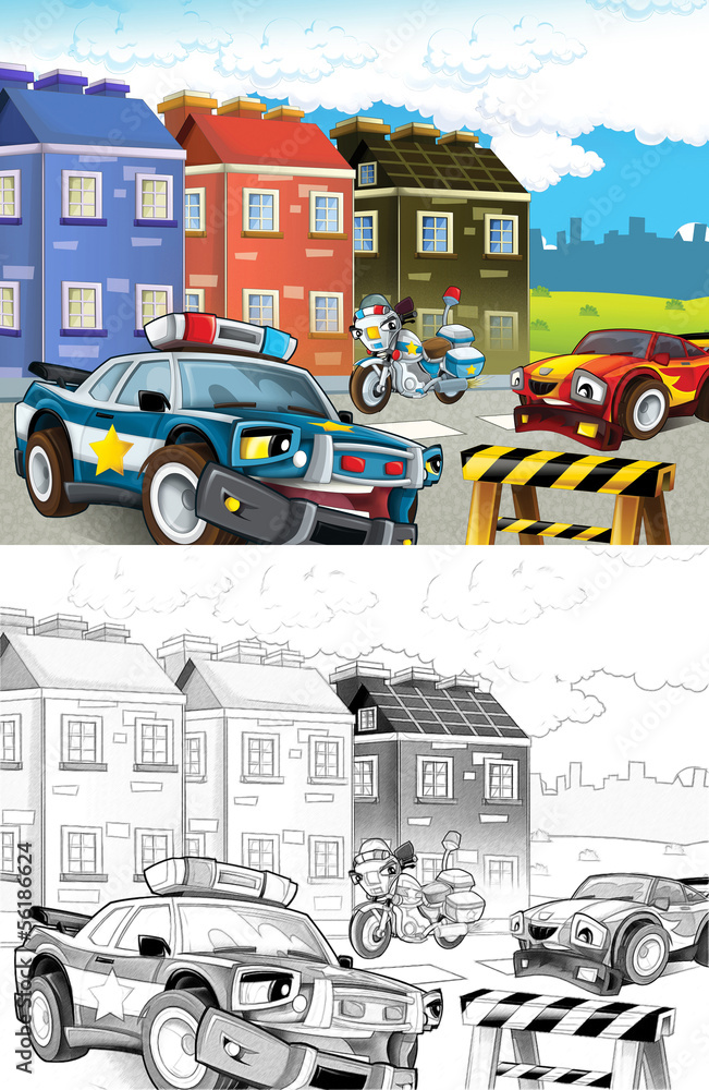 Artistic coloring page out of cartoon style Stock Illustration | Adobe ...