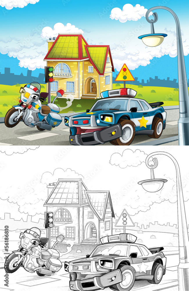 Artistic coloring page out of cartoon style Stock Illustration | Adobe ...