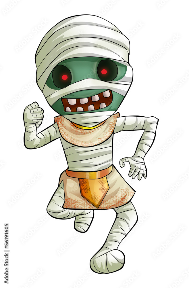 Cartoon illustration of scary Halloween mummy Stock Illustration ...