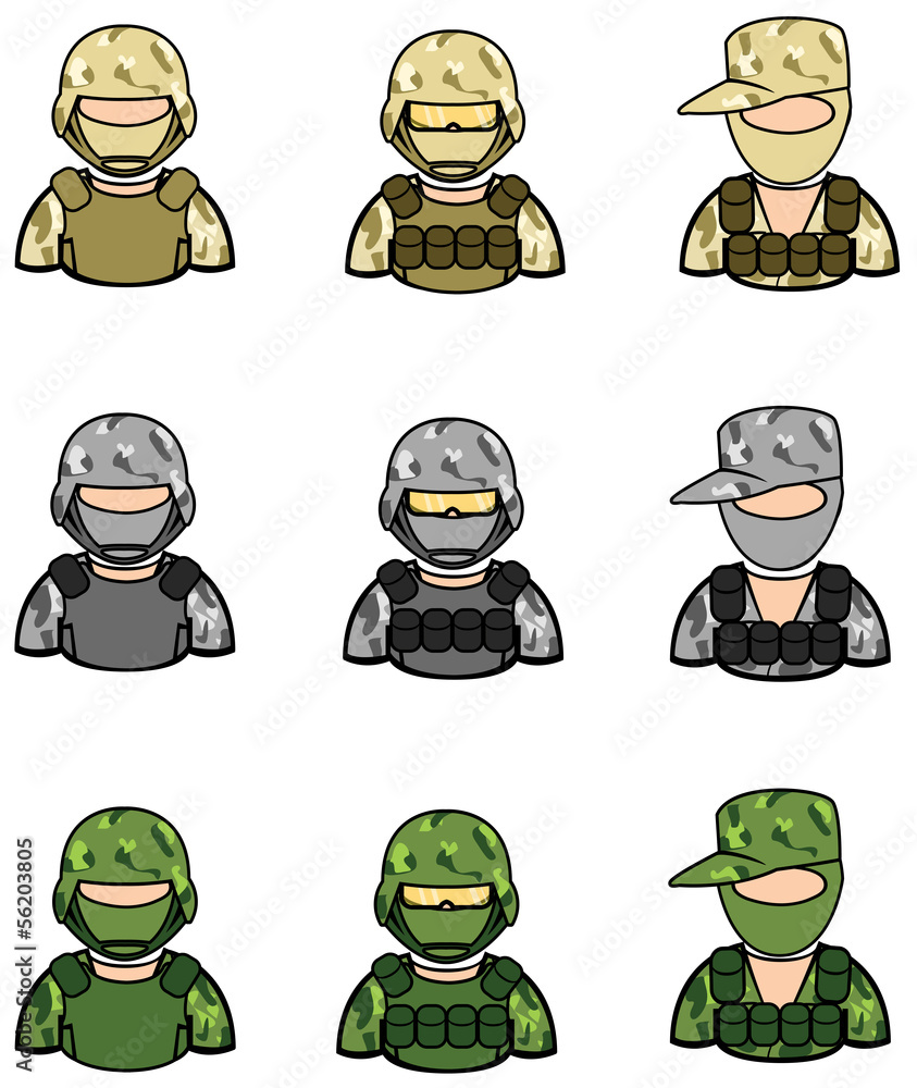 Soldier icon collection set 1 Stock Vector | Adobe Stock
