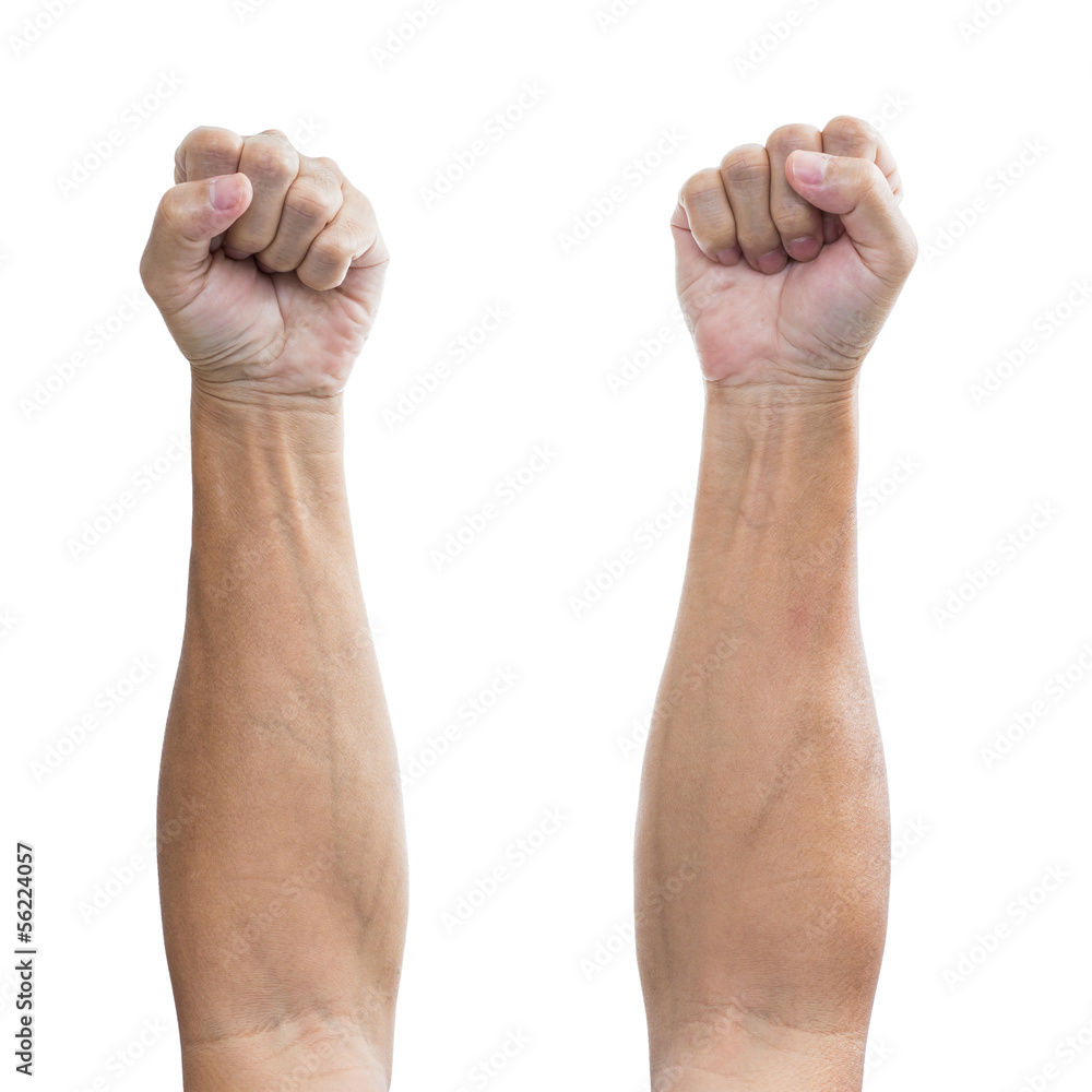 Man hand with a fist isolated on a white background Stock-Foto | Adobe ...