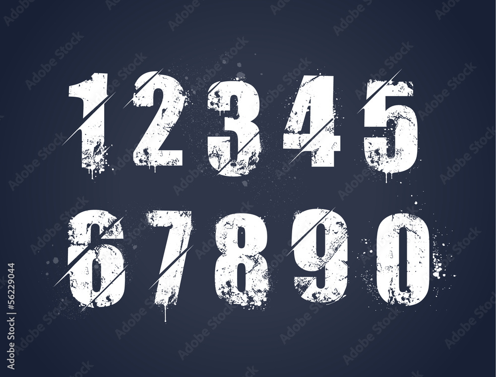 Grunge dirty painted numbers Stock Vector | Adobe Stock