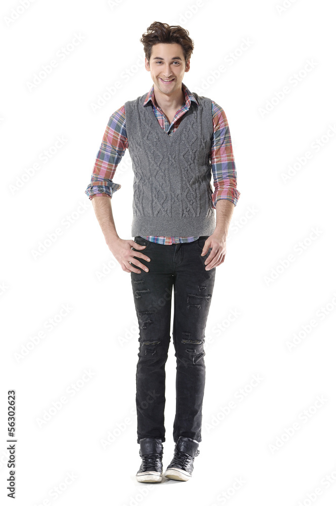 Full body handsome young man standing on white background Stock Photo ...