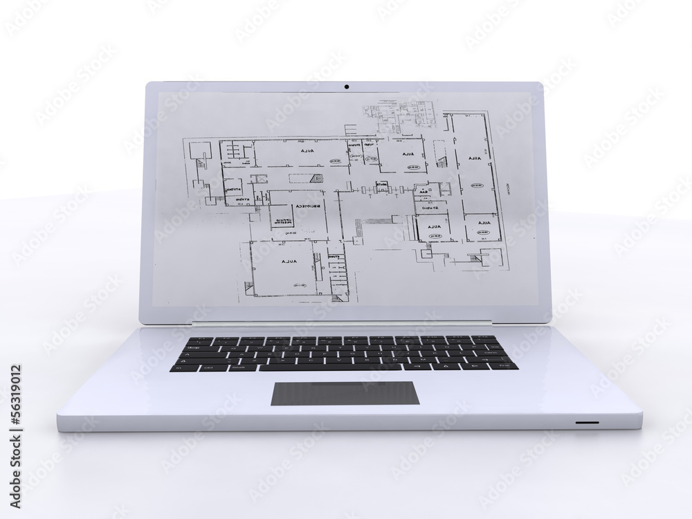 Pc with project on the screen Stock Illustration | Adobe Stock