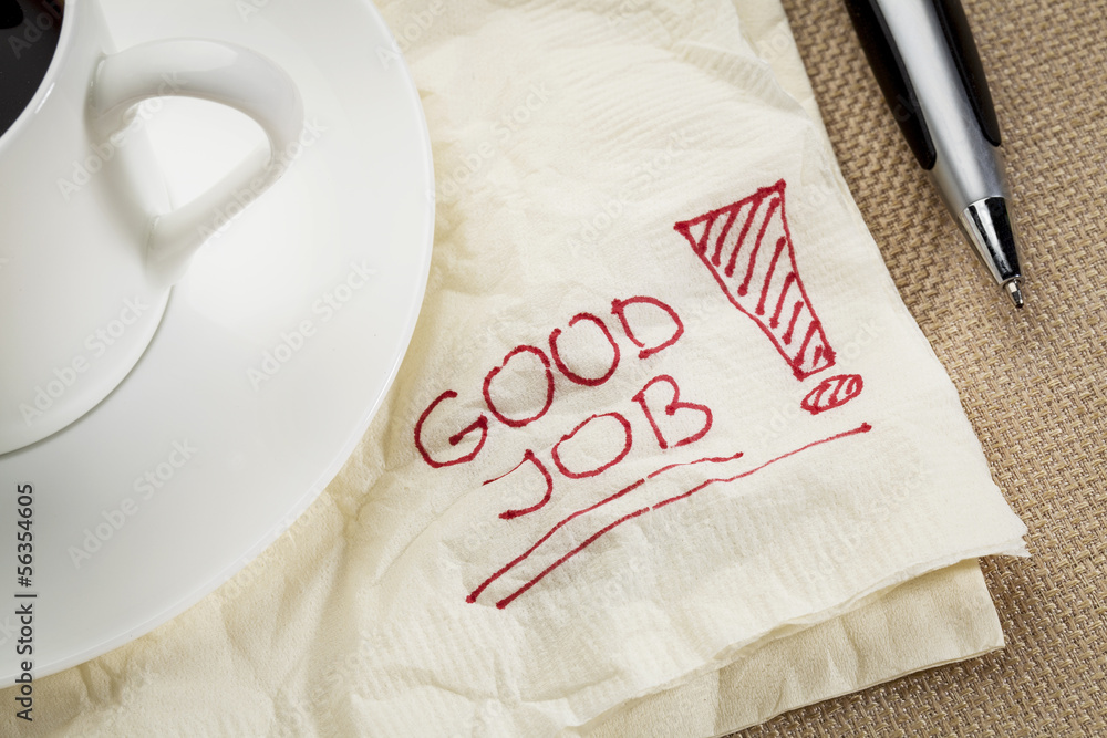 good job on a napkin Stock Photo | Adobe Stock