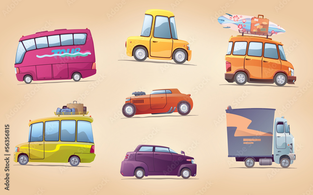 Cartoon Cars Set Stock Vector | Adobe Stock