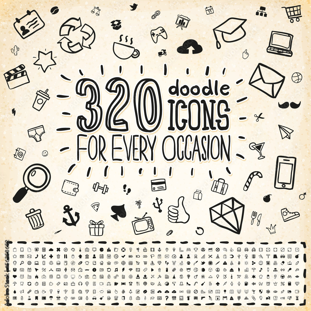 320 Vector Doodle Icons Universal Set Stock Vector | Adobe Stock