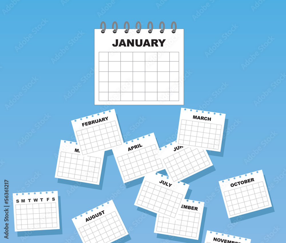 Calendar with months of the year falling Stock Vector | Adobe Stock
