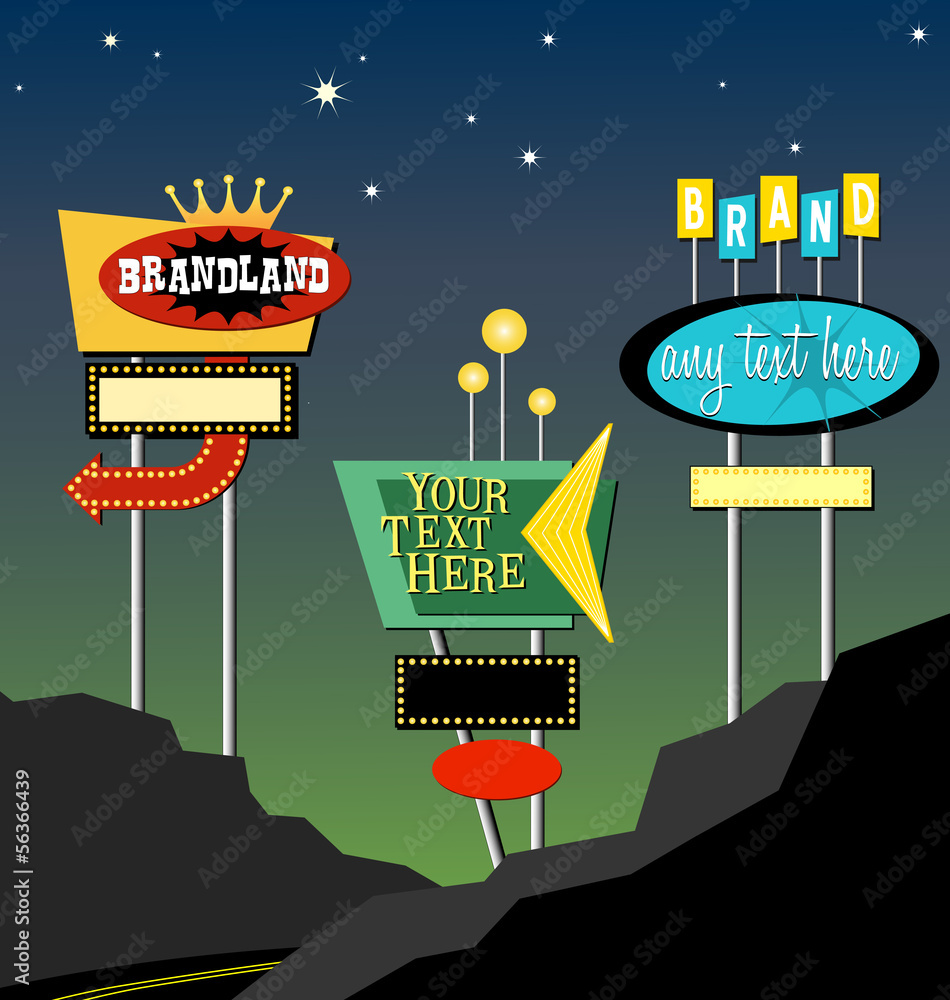 Vector vintage roadside signs Stock Vector | Adobe Stock