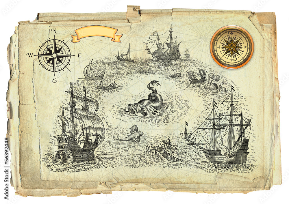 old pirate map Stock Photo | Adobe Stock