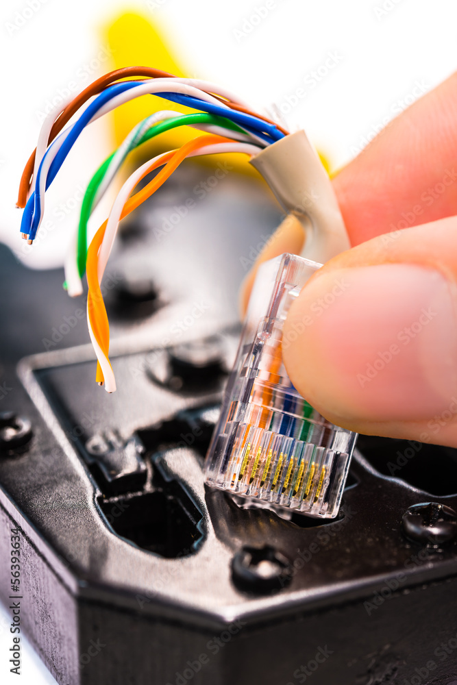 Crimp tool rj45 connector isolated on the white background Stock Photo ...