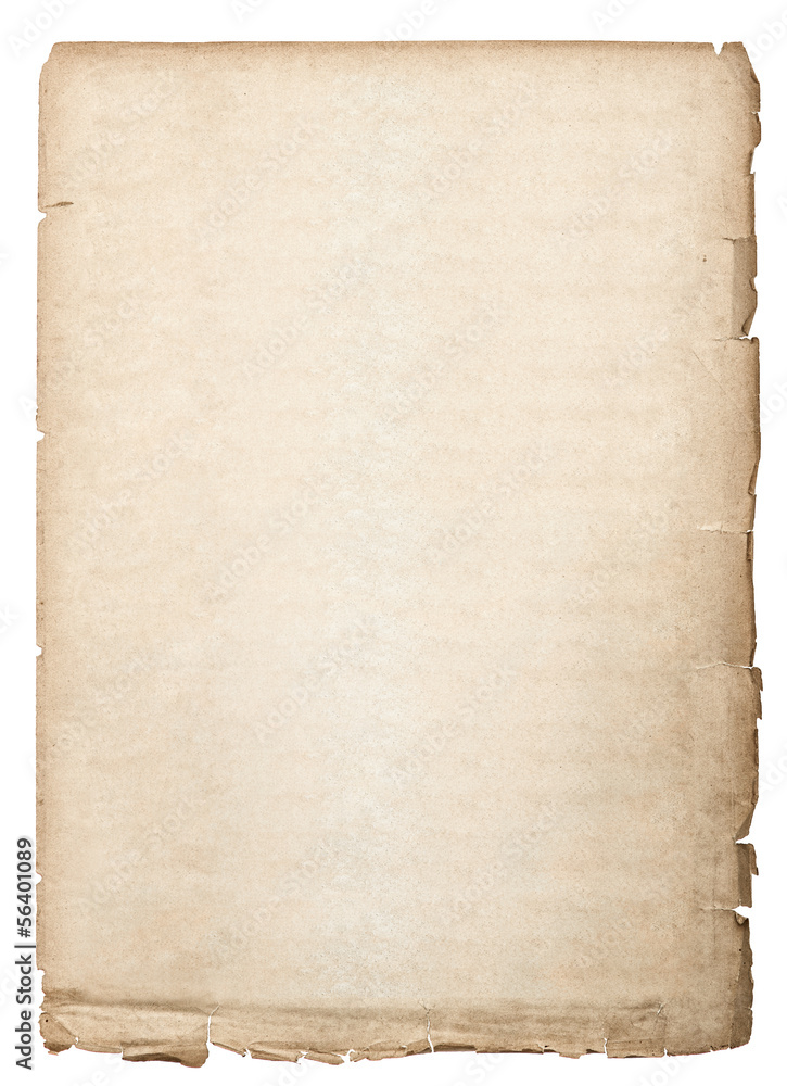 antique book page. old paper sheet isolated on white Stock Photo ...