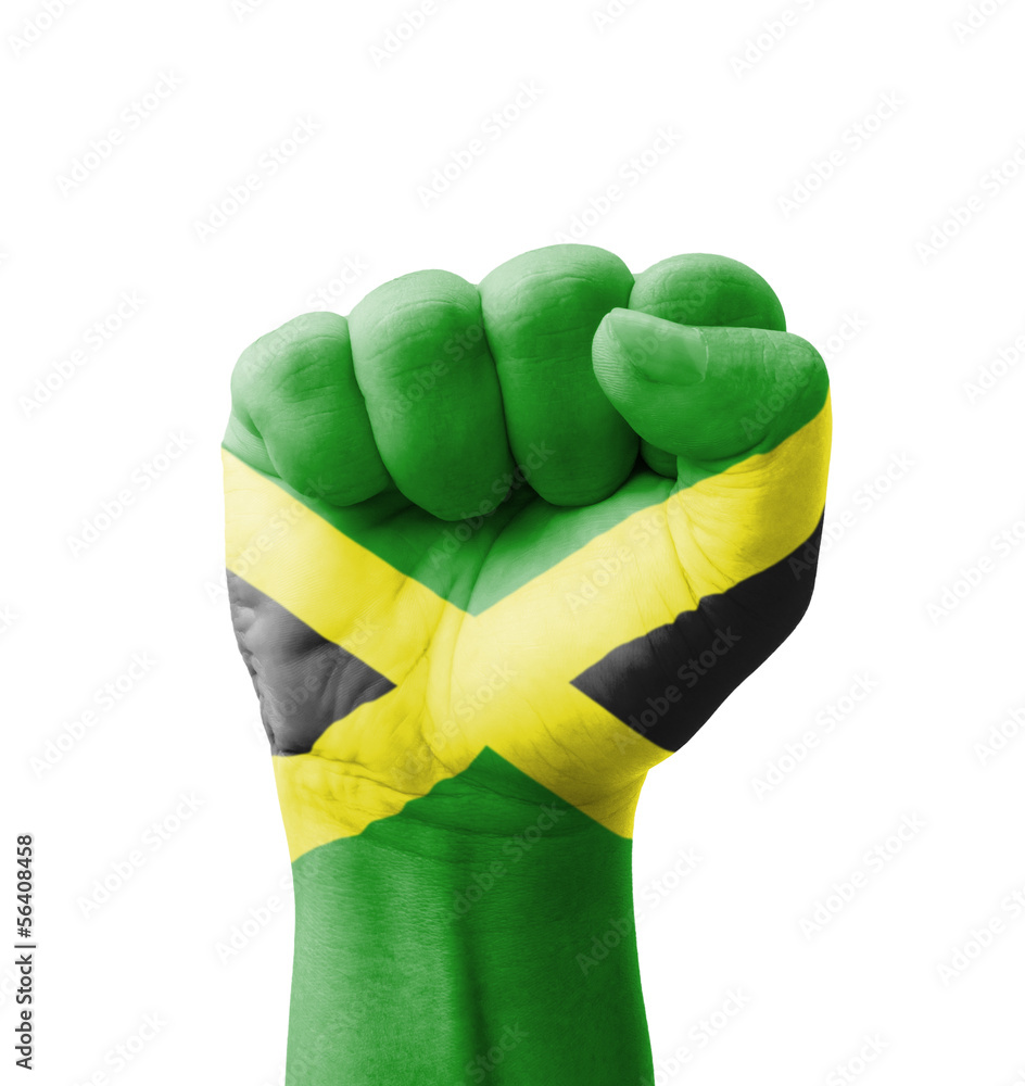 Fist of Jamaica flag painted, multi purpose concept Stock Photo | Adobe ...