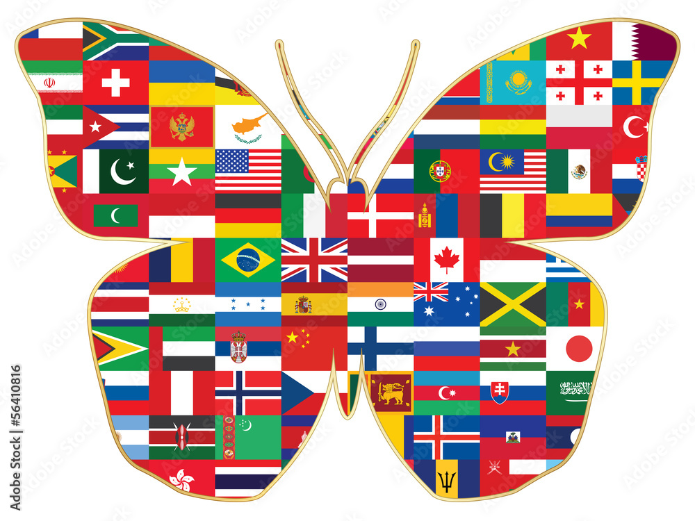 butterfly made of world flags Stock Vector | Adobe Stock