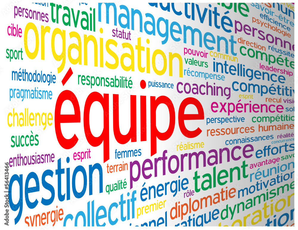 Nuage de Tags "EQUIPE" (idées travail esprit d’équipe projets) Stock ...
