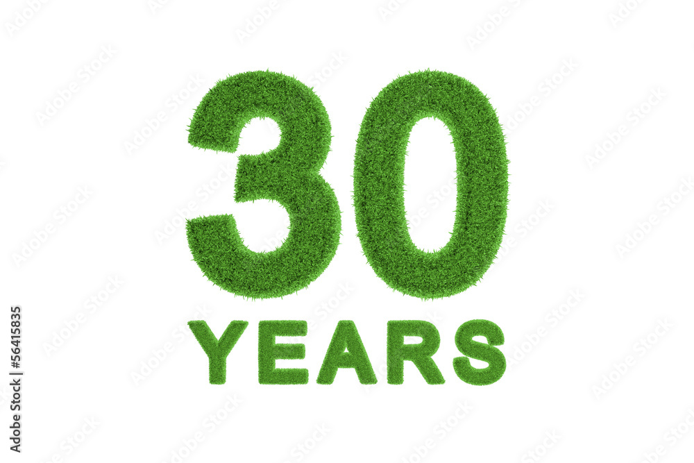 30 Years green grass anniversary numbers Stock Illustration | Adobe Stock