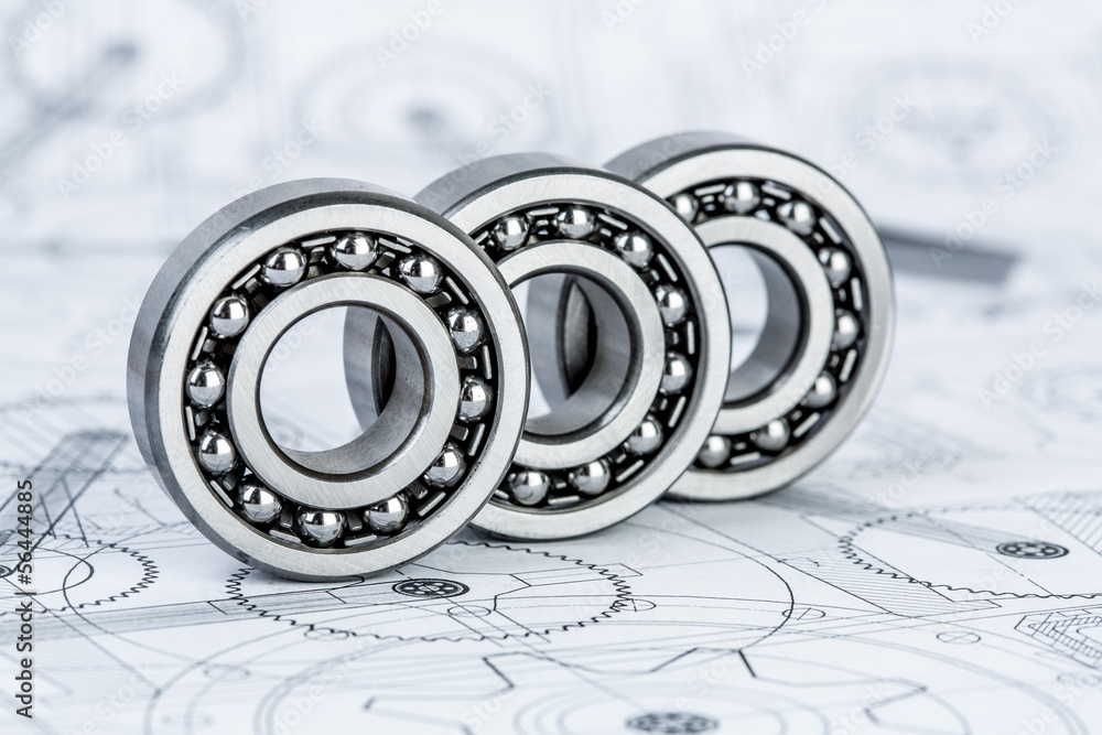 Ball bearings on technical drawing Stock Photo | Adobe Stock