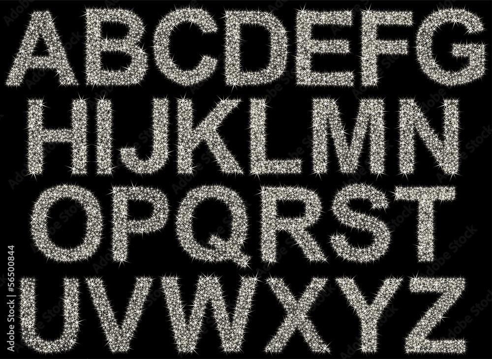 Sparkling alphabet made of shining stars , letters from a to z Stock ...