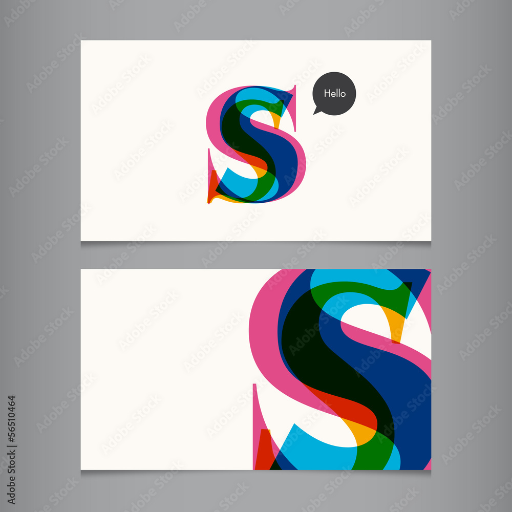Business card template, letter S Stock Vector | Adobe Stock