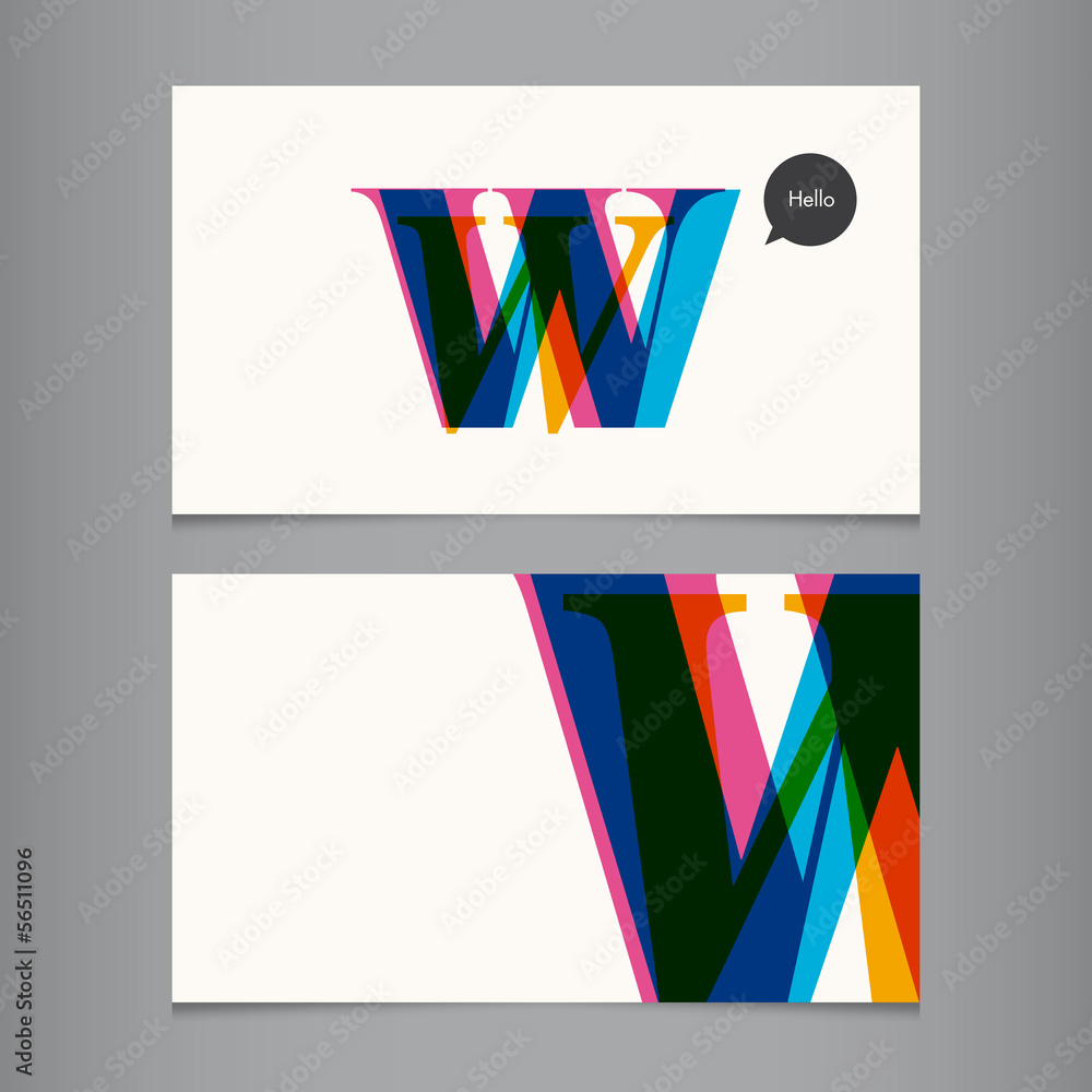 Business card template, letter W Stock Vector | Adobe Stock