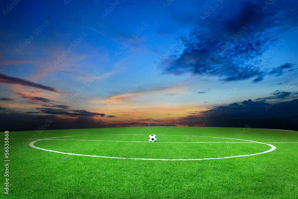 Soccer football field stadium grass line ball background Stock Photo ...