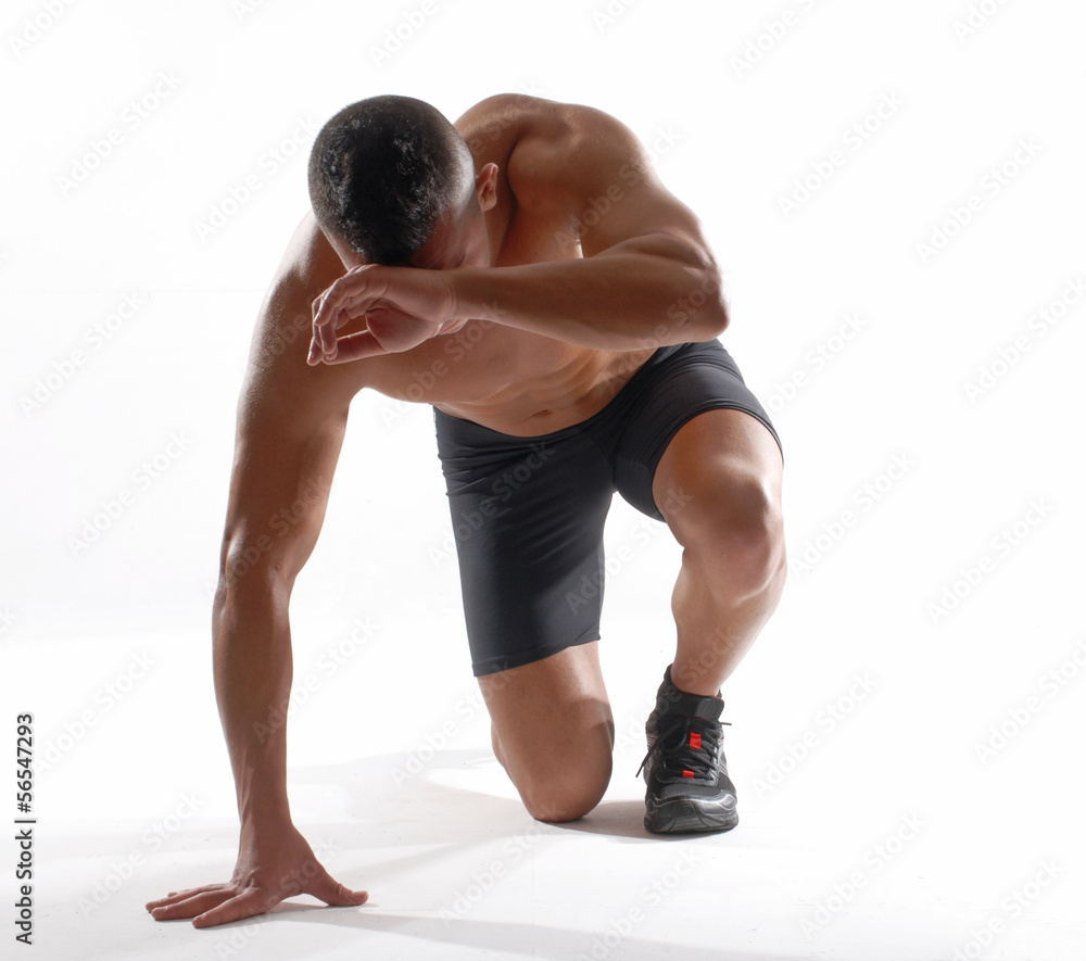 Hombre atleta deportista agotado.corredor decepcionado. foto de Stock ...