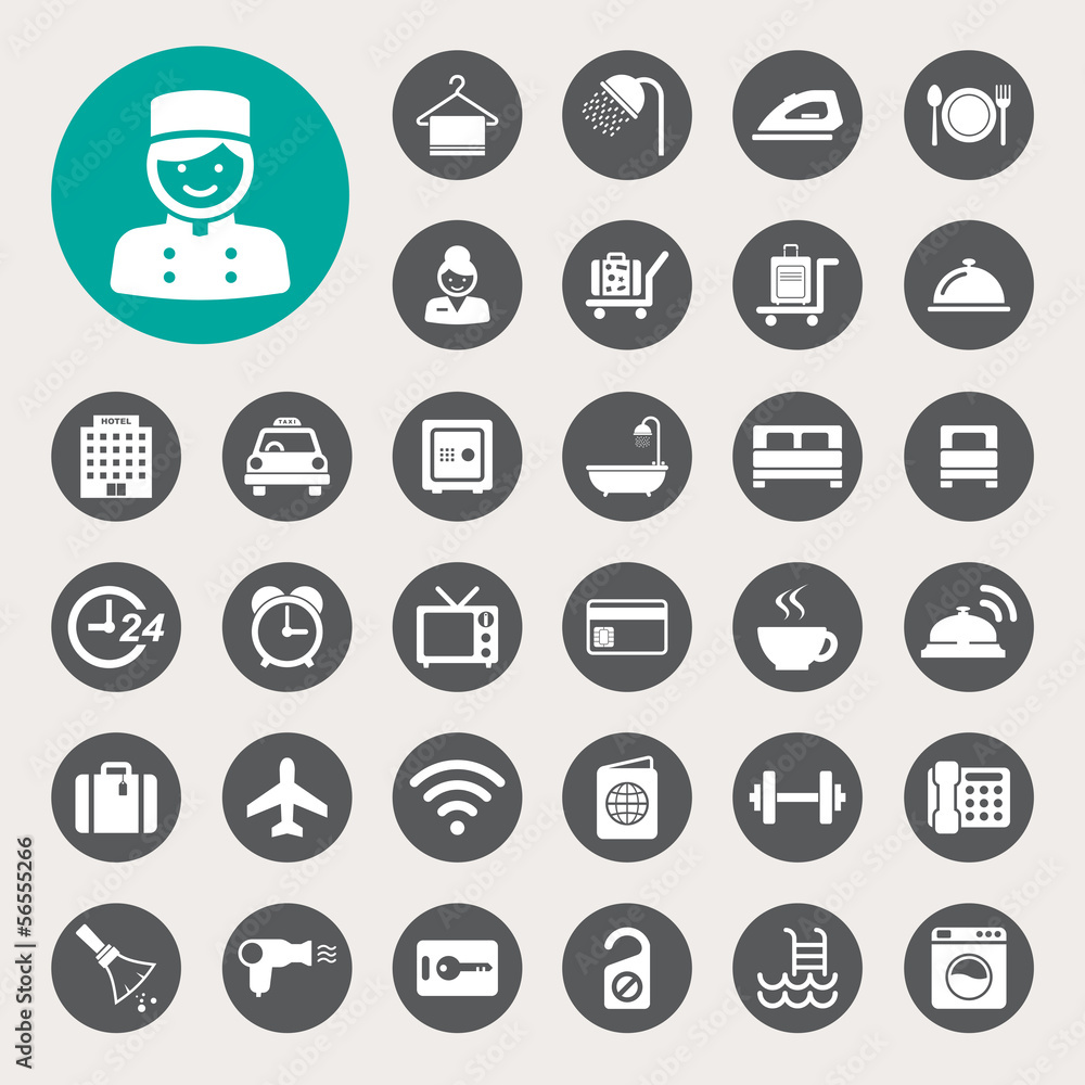 Hotel and travel icon set Stock Vector | Adobe Stock
