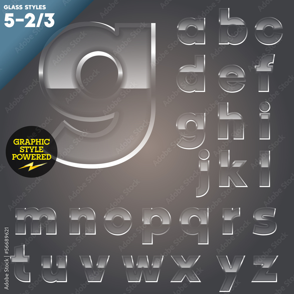 Vector illustration of Glass font powered graphic styles. Stock Vector ...