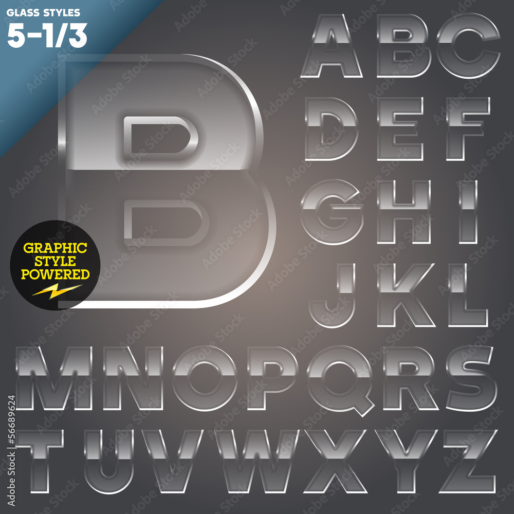 Vector illustration of Glass font powered graphic styles. Stock Vector ...
