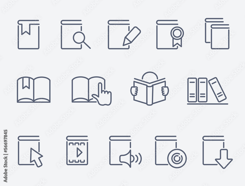 Book icons set Stock Vector | Adobe Stock