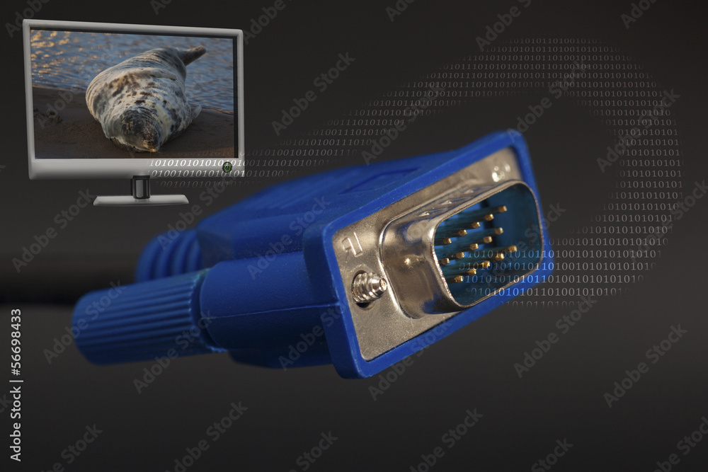 VGA connector on black background Stock Photo | Adobe Stock