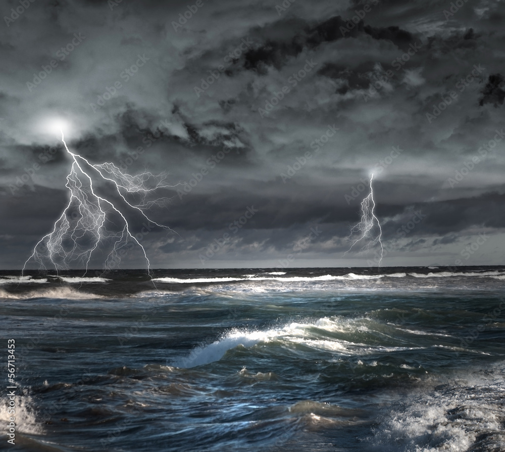 Storm at night Stock Photo | Adobe Stock