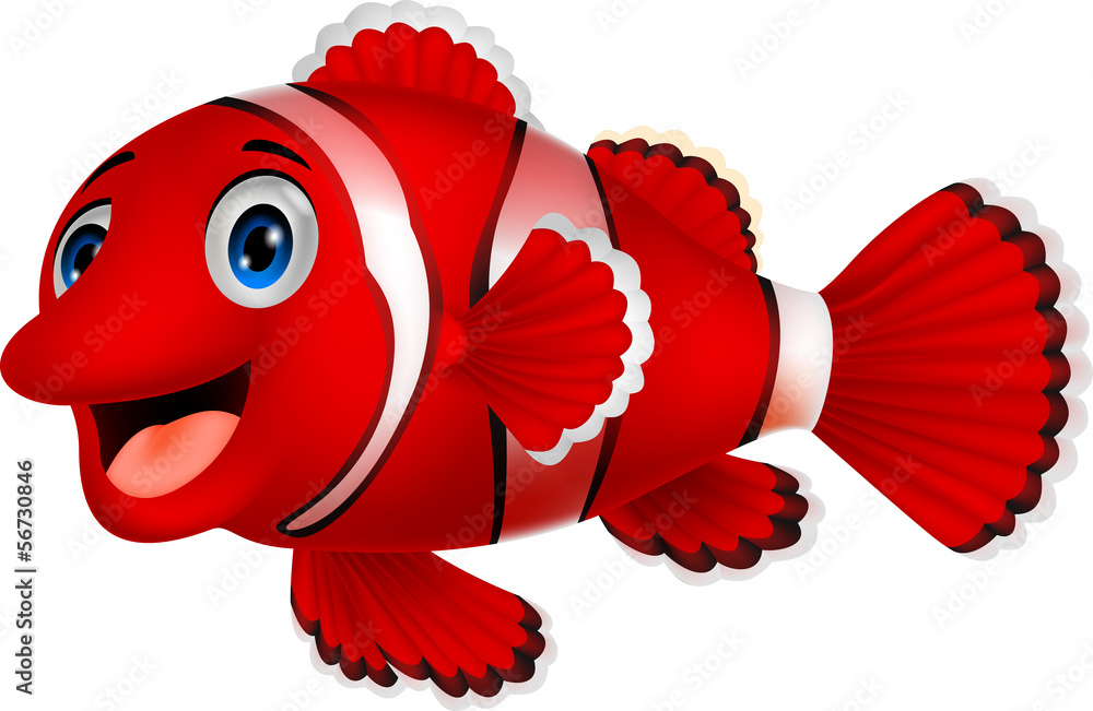 Cute clown fish cartoon Stock Vector | Adobe Stock