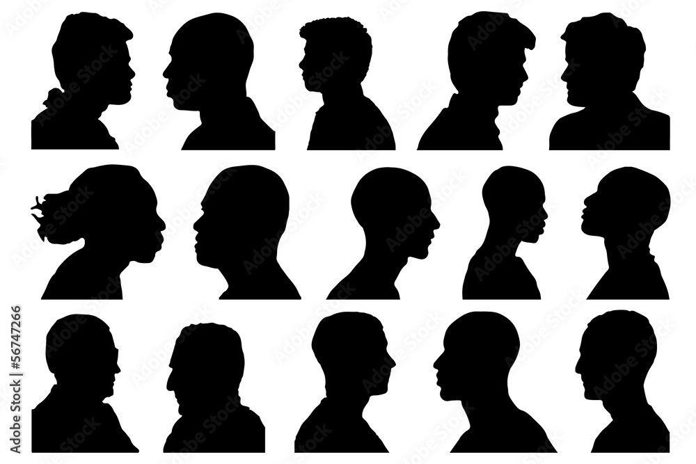 portraits women profile set Stock Vector | Adobe Stock