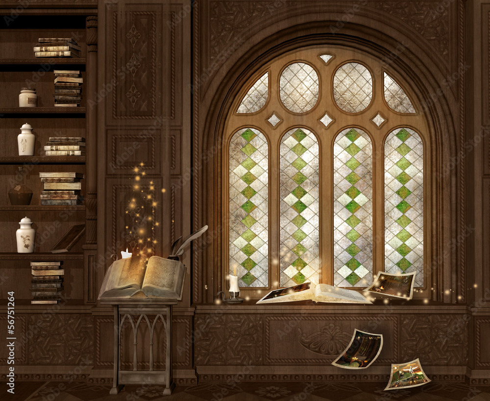 Magic library Stock Illustration | Adobe Stock