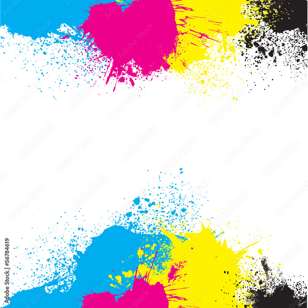 CMYK Paint Splatters Stock Vector | Adobe Stock