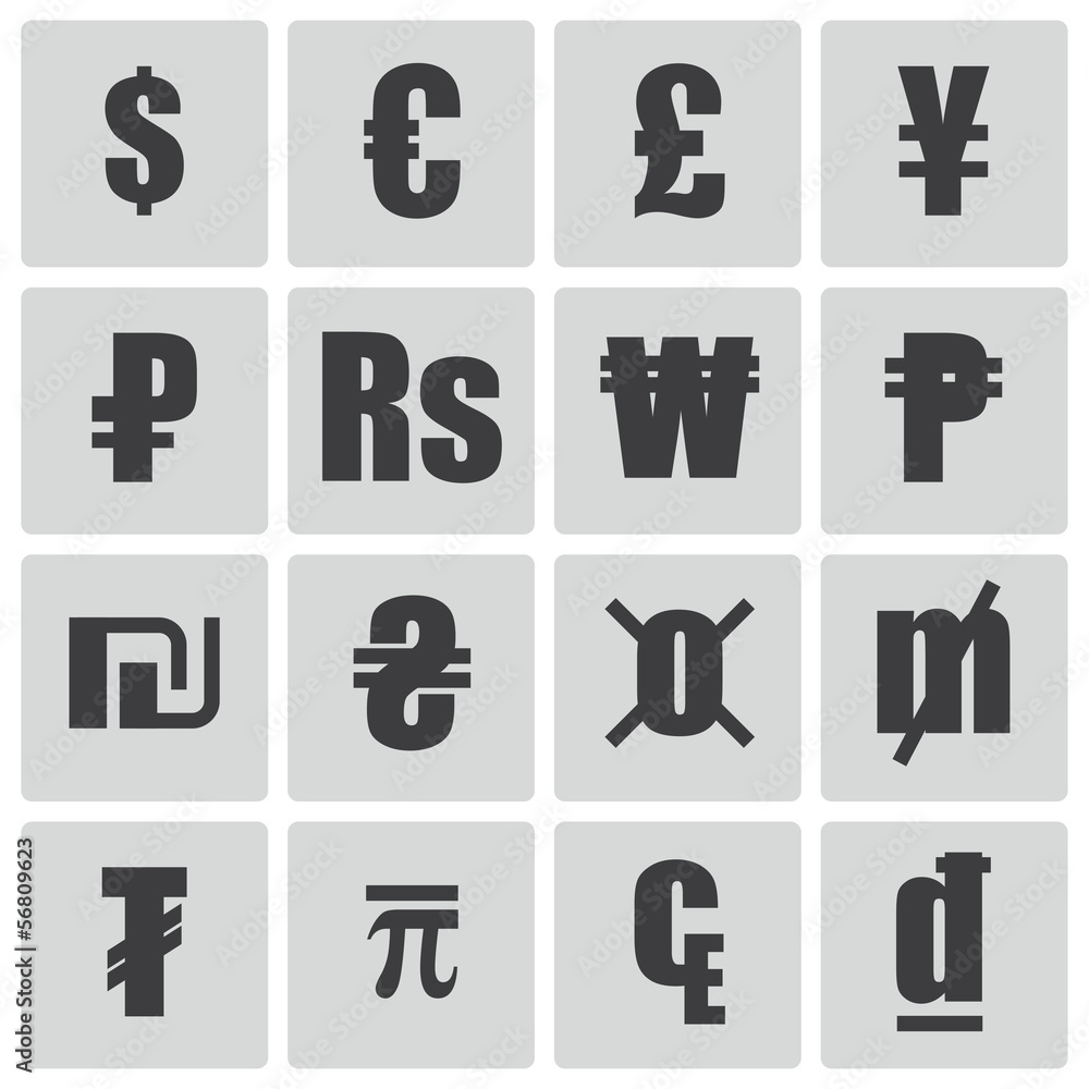 Vector black currency symbols set Stock Vector | Adobe Stock
