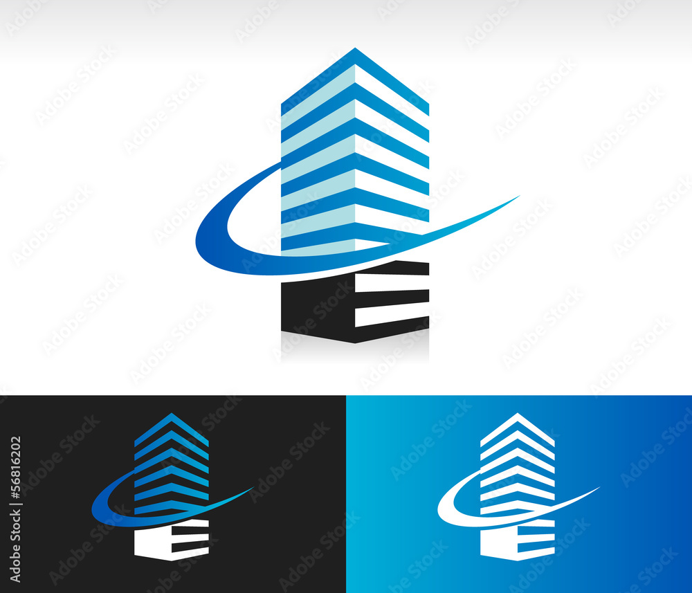 Swoosh Modern Building Icon Stock Vector | Adobe Stock