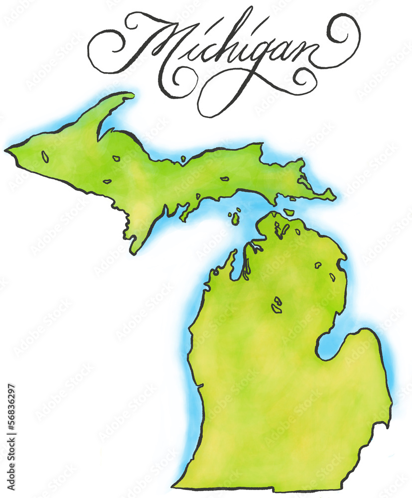 Michigan map Stock Illustration | Adobe Stock