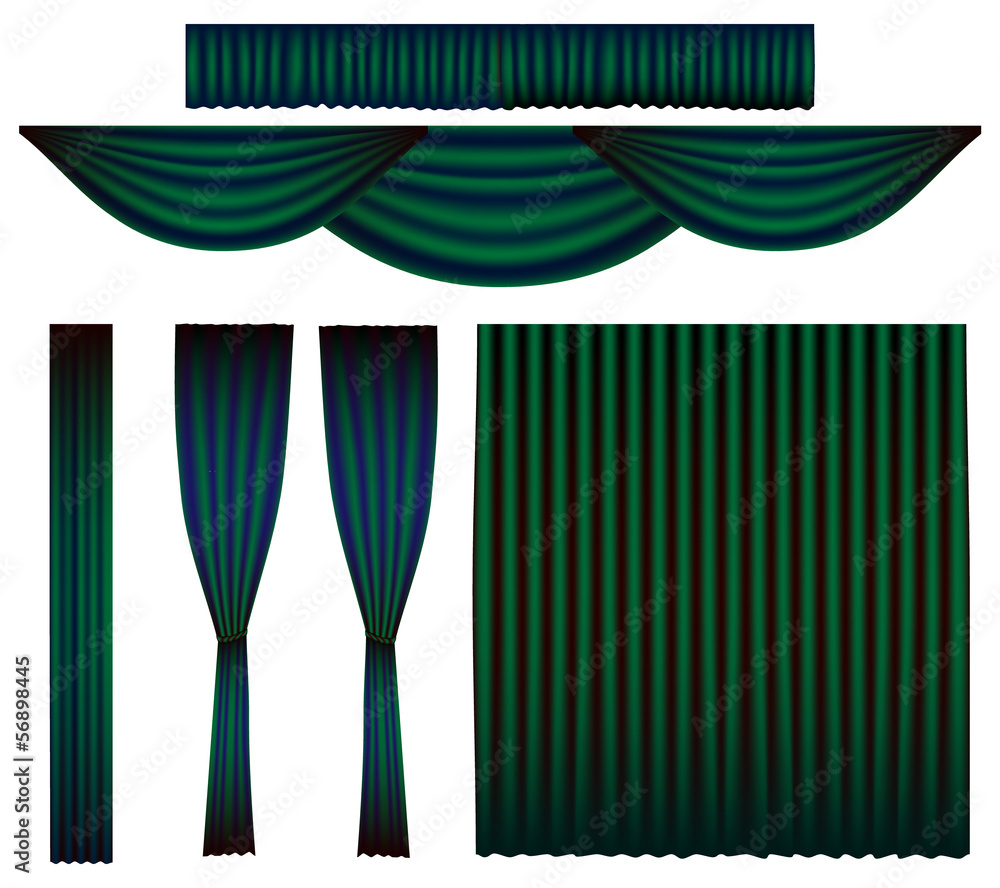 Emerald Green Curtain Theatre Vector Set Stock Vector | Adobe Stock