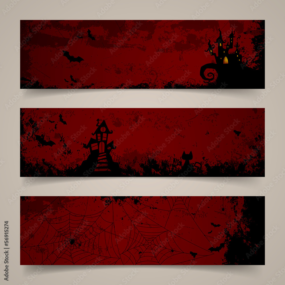 Vector Illustration of Scary Halloween Banners Stock Vector | Adobe Stock