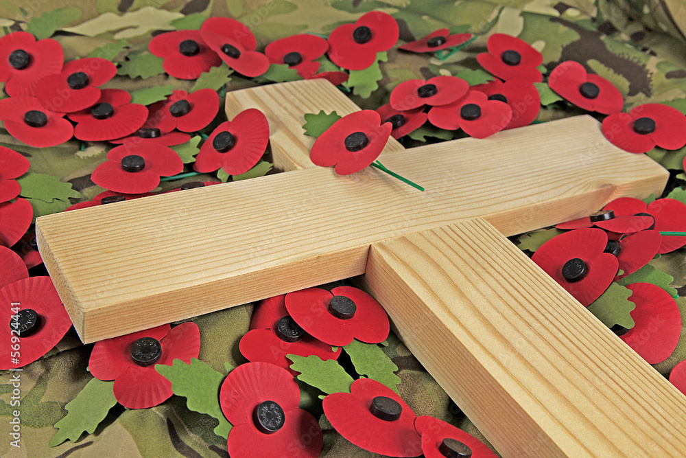 cross and poppies Stock Photo | Adobe Stock