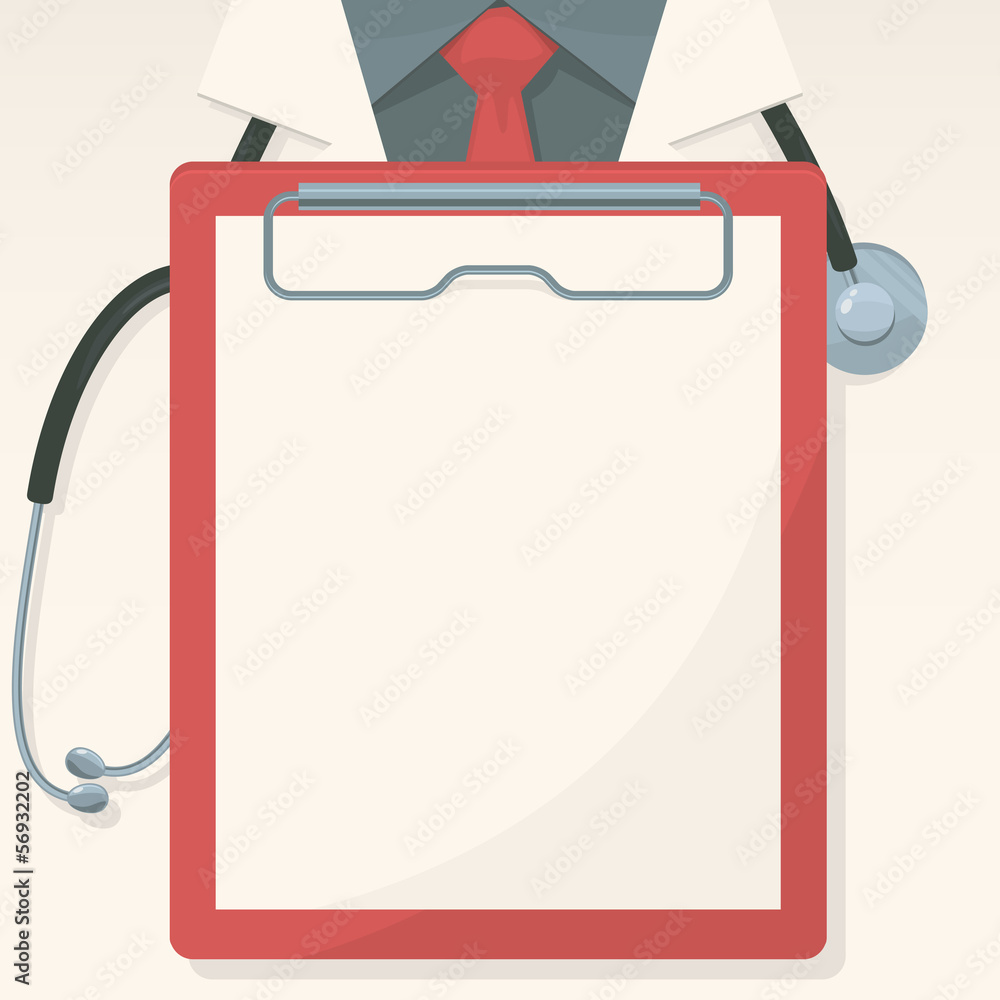 Medical background with record board and stethoscope. Vector. Stock ...