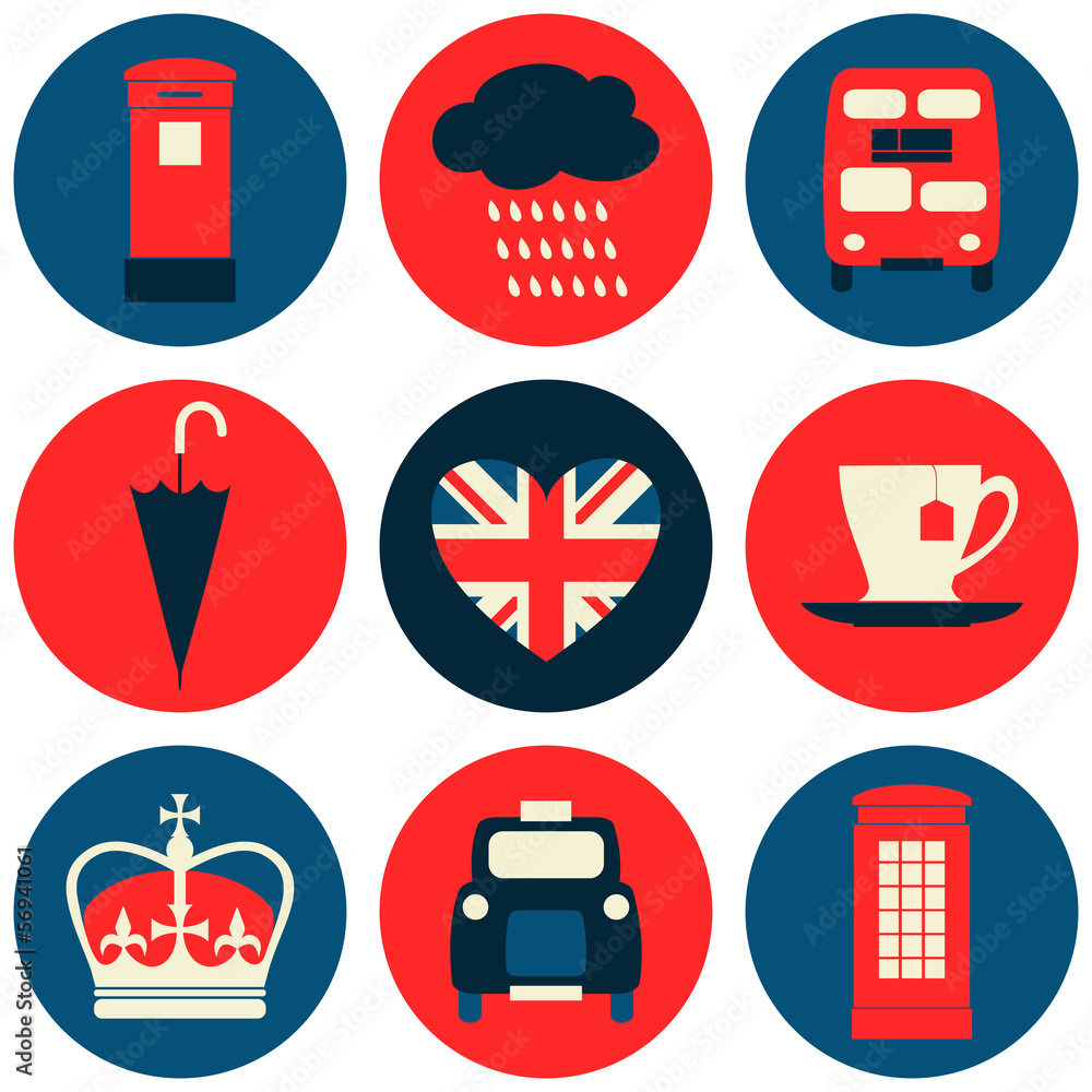London Icons Collection Stock Vector | Adobe Stock